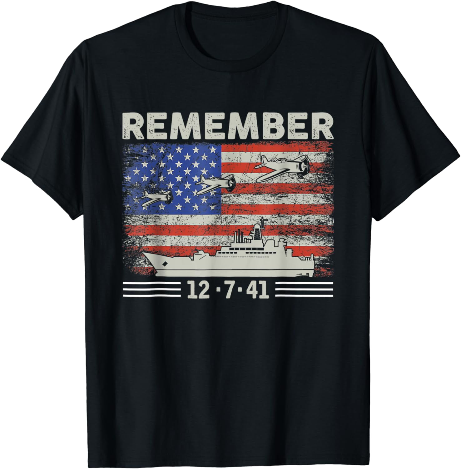 WWII Remember Pearl Harbor Memorial Day December 7th 1941 T-Shirt ...
