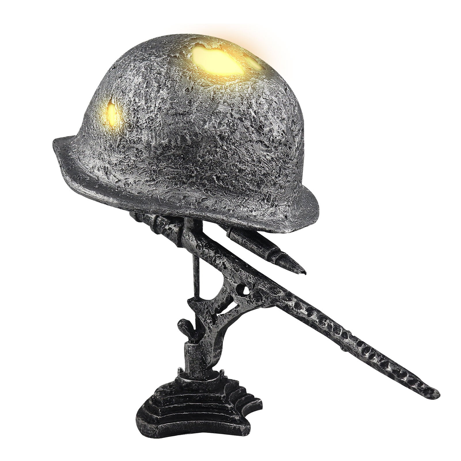 WWII Soldier Helmet & Bayonet War Lamp - Vintage Military Decor ...