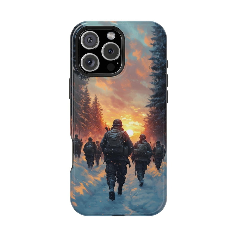 WWII Soldiers in Snow Battle Artwork Phone Case Historic Scene with ...