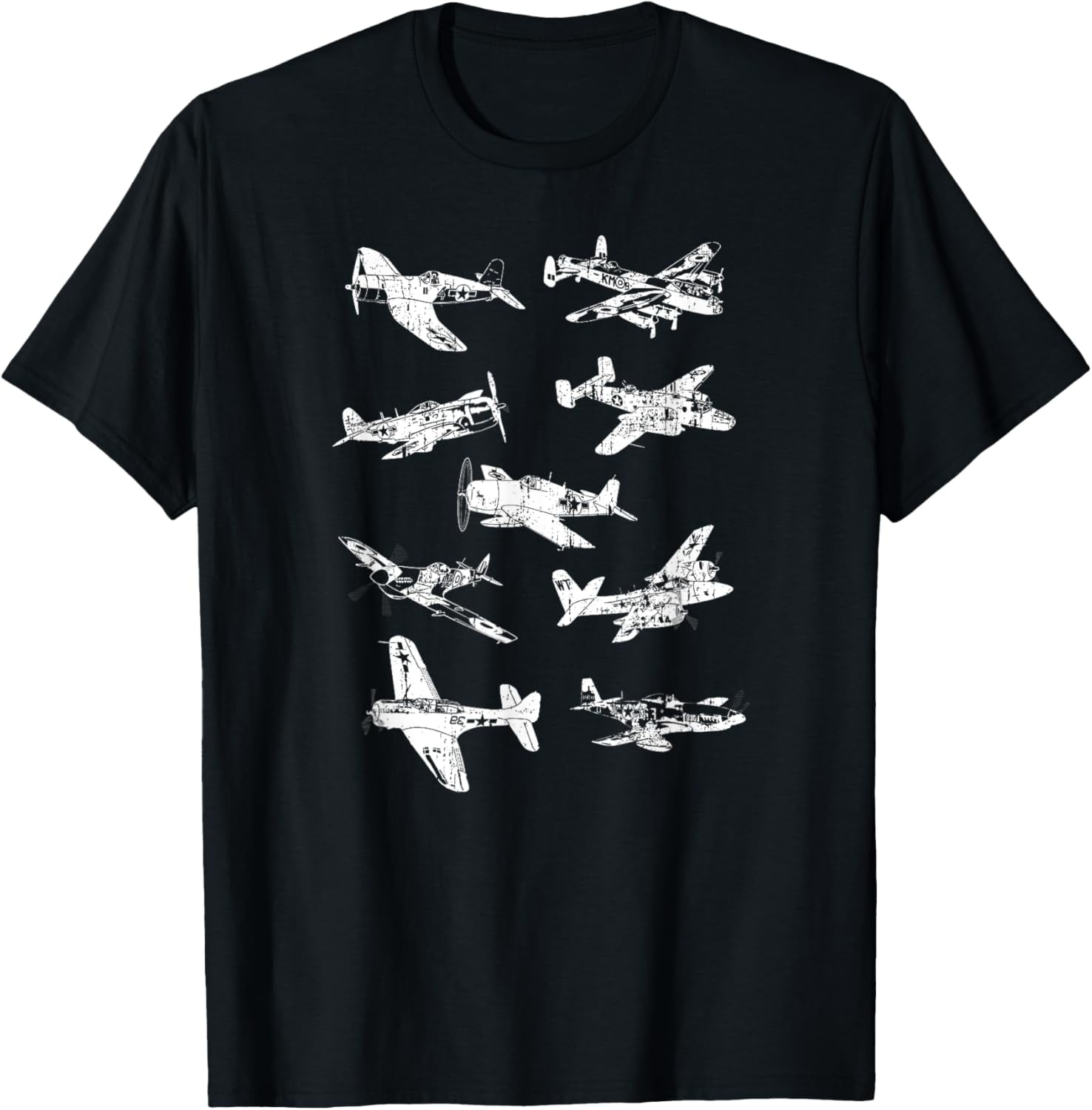 WWII US Fighter Jet Aircraft World War II Vintage Airplanes T-Shirt ...