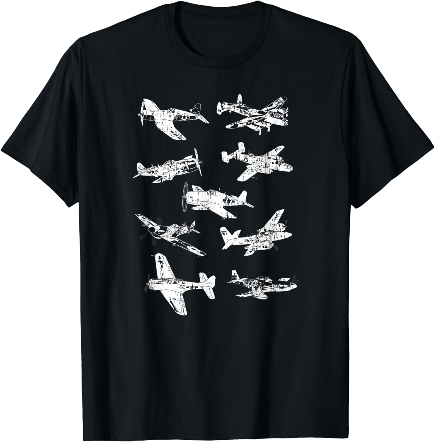 WWII US Fighter Jet Aircraft World War II Vintage Airplanes T-Shirt ...