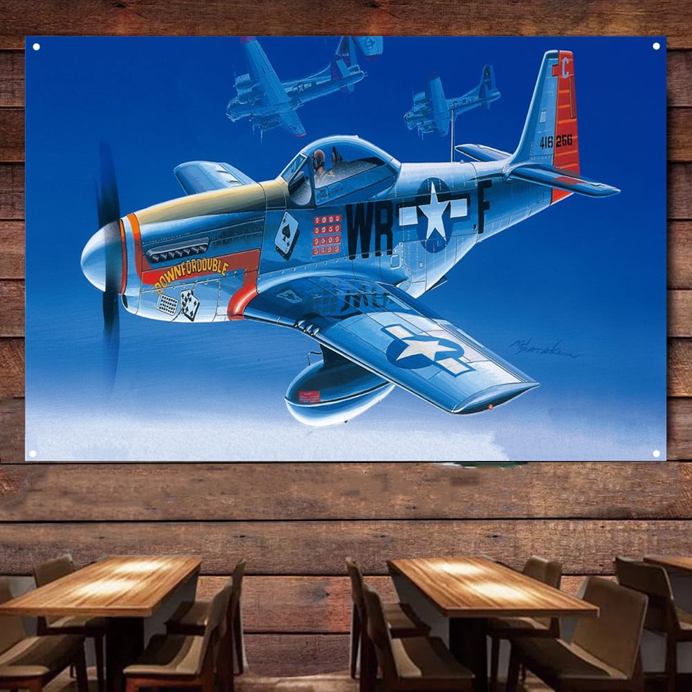 WWII US P-51D Fighter Jet Wall Decor - Attack Aircraft Canvas Print ...