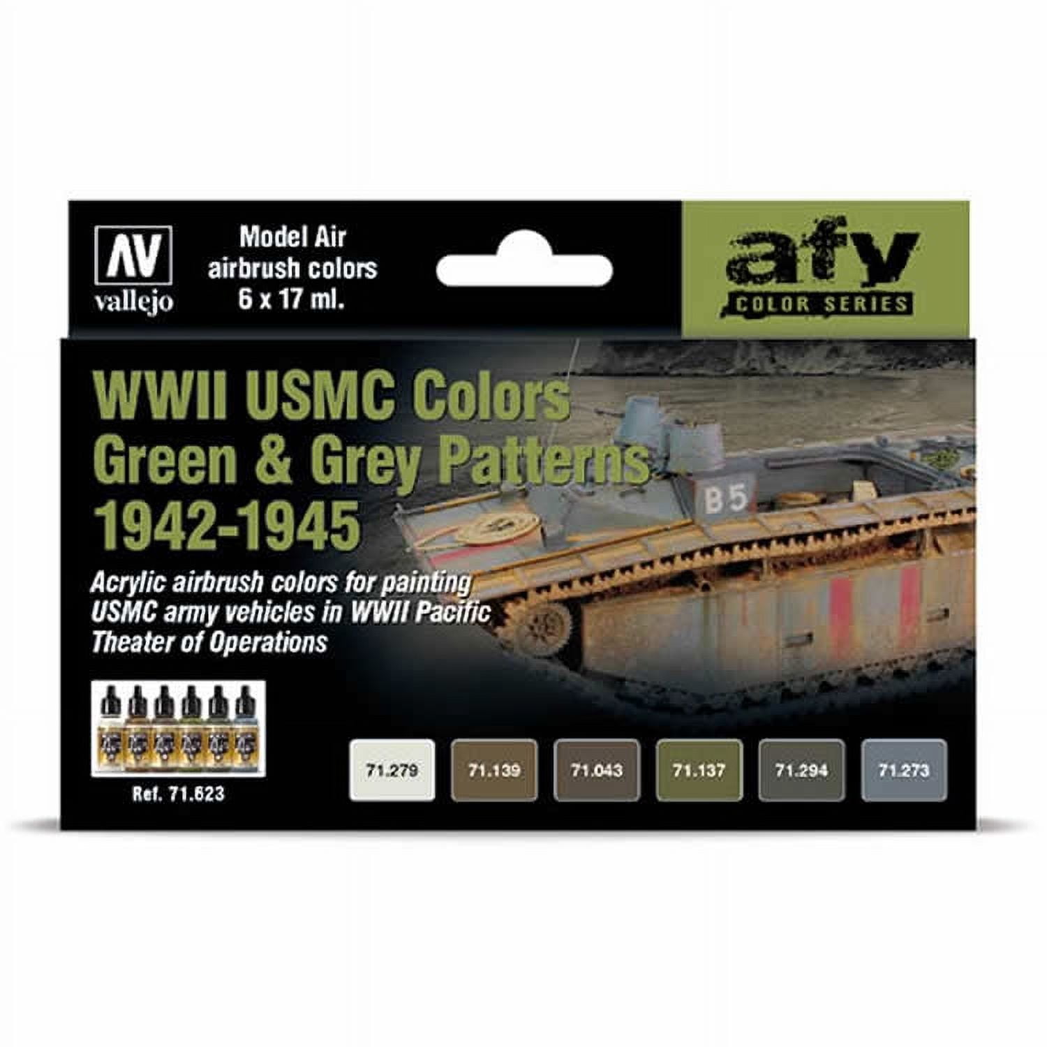 WWII USMC Green and Grey Patterns 1942-1945 Acrylic Color Set Vallejo ...