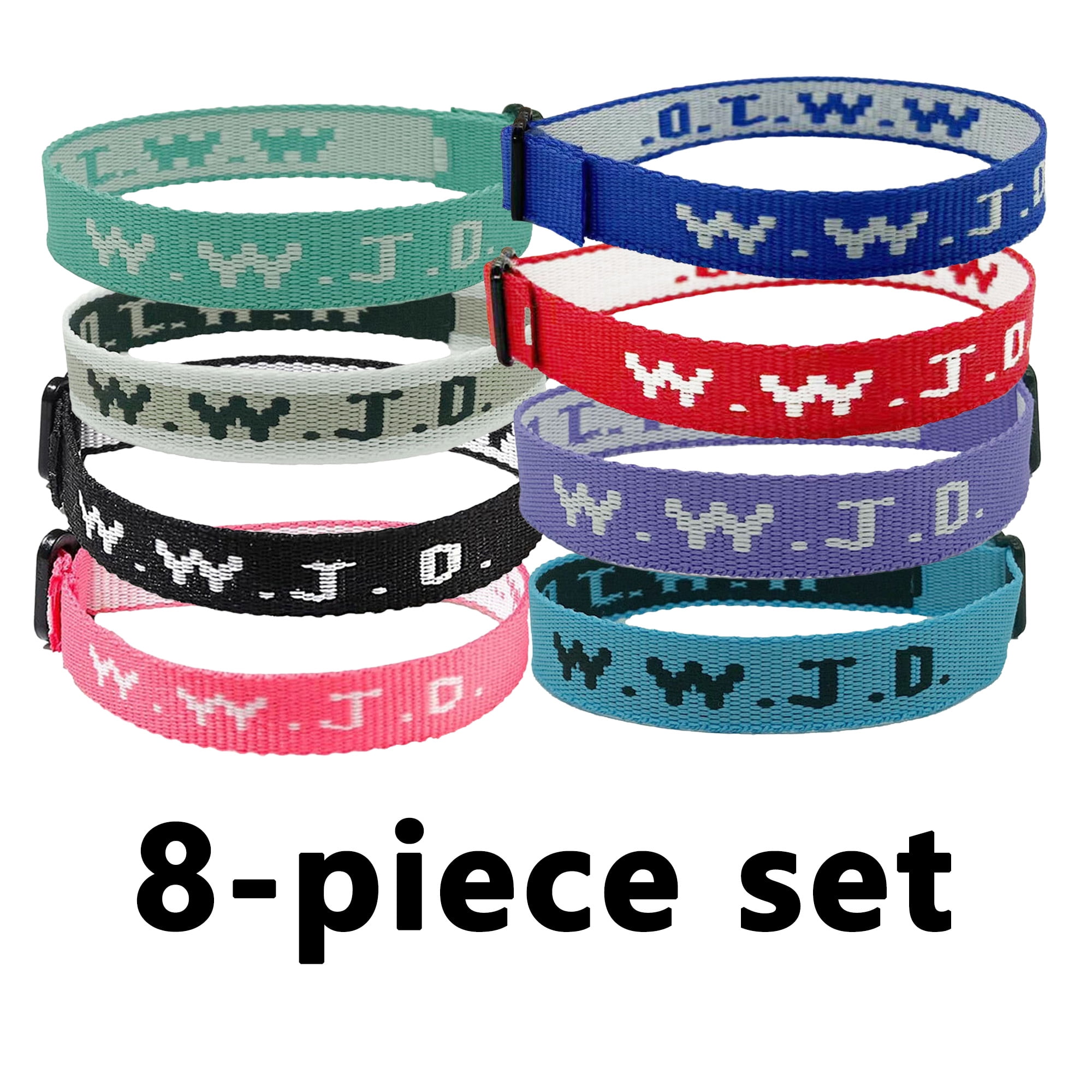 WWJD Bracelets 8-Piece Set For Man and Women Girls Religious What Would ...