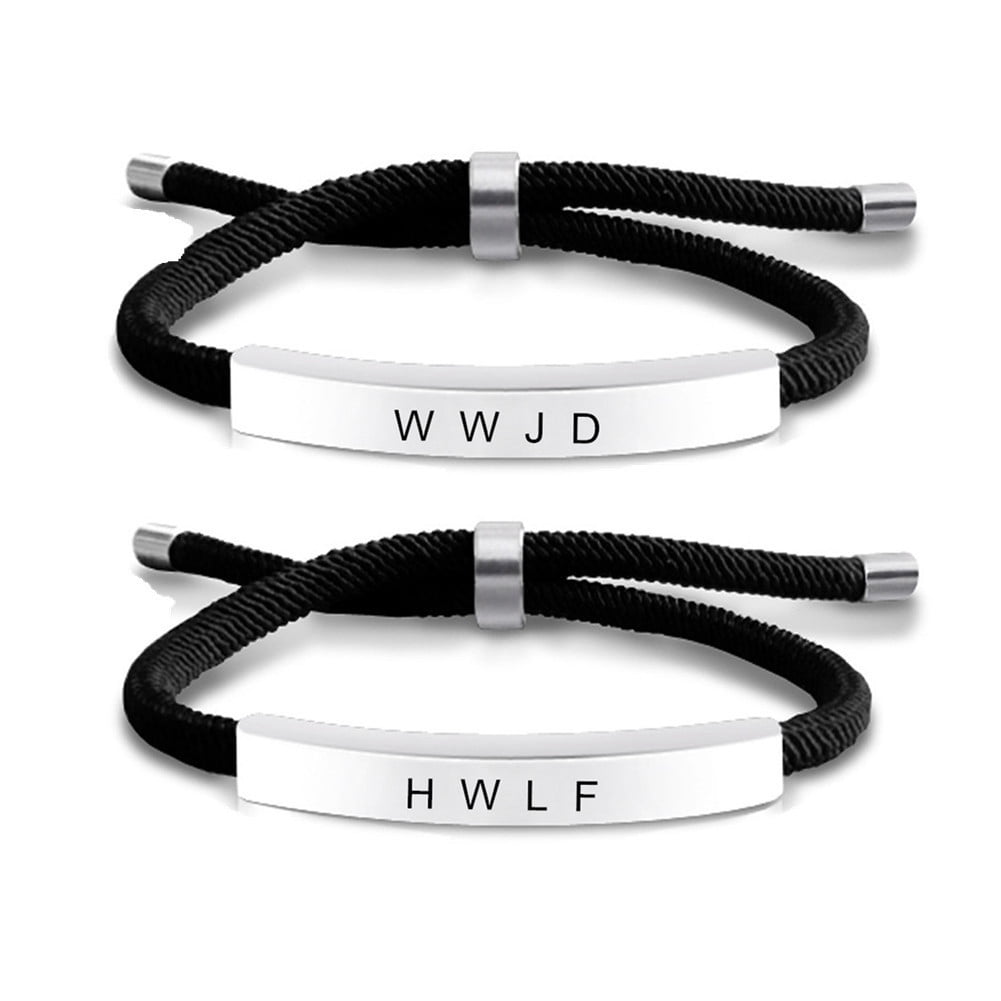 WWJD HWLF Bracelet for Him Her Stainless Steel Adjusted Cord What Would ...