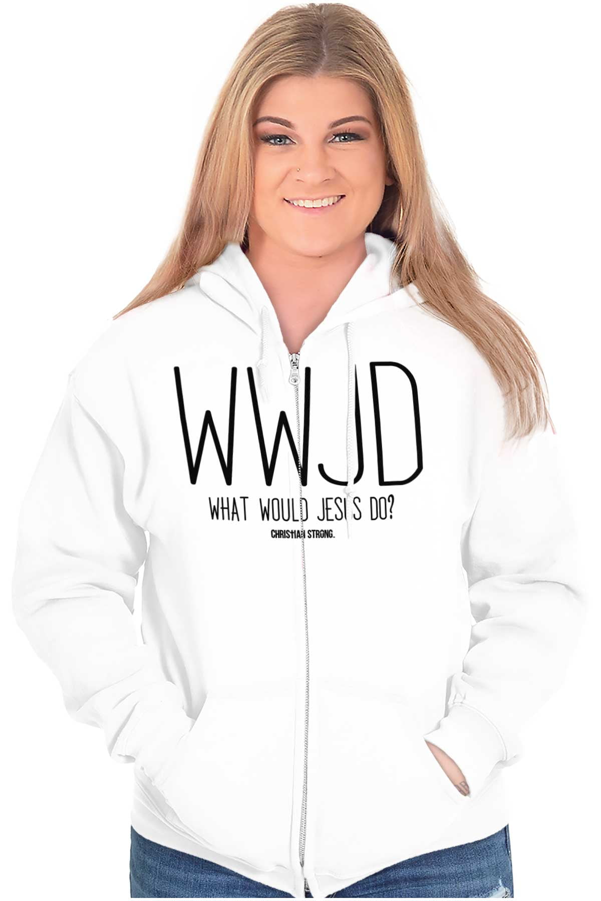 WWJD What Would Jesus Do Zip Up Hoodie Men's Women's Brisco Brands X - Walmart.com