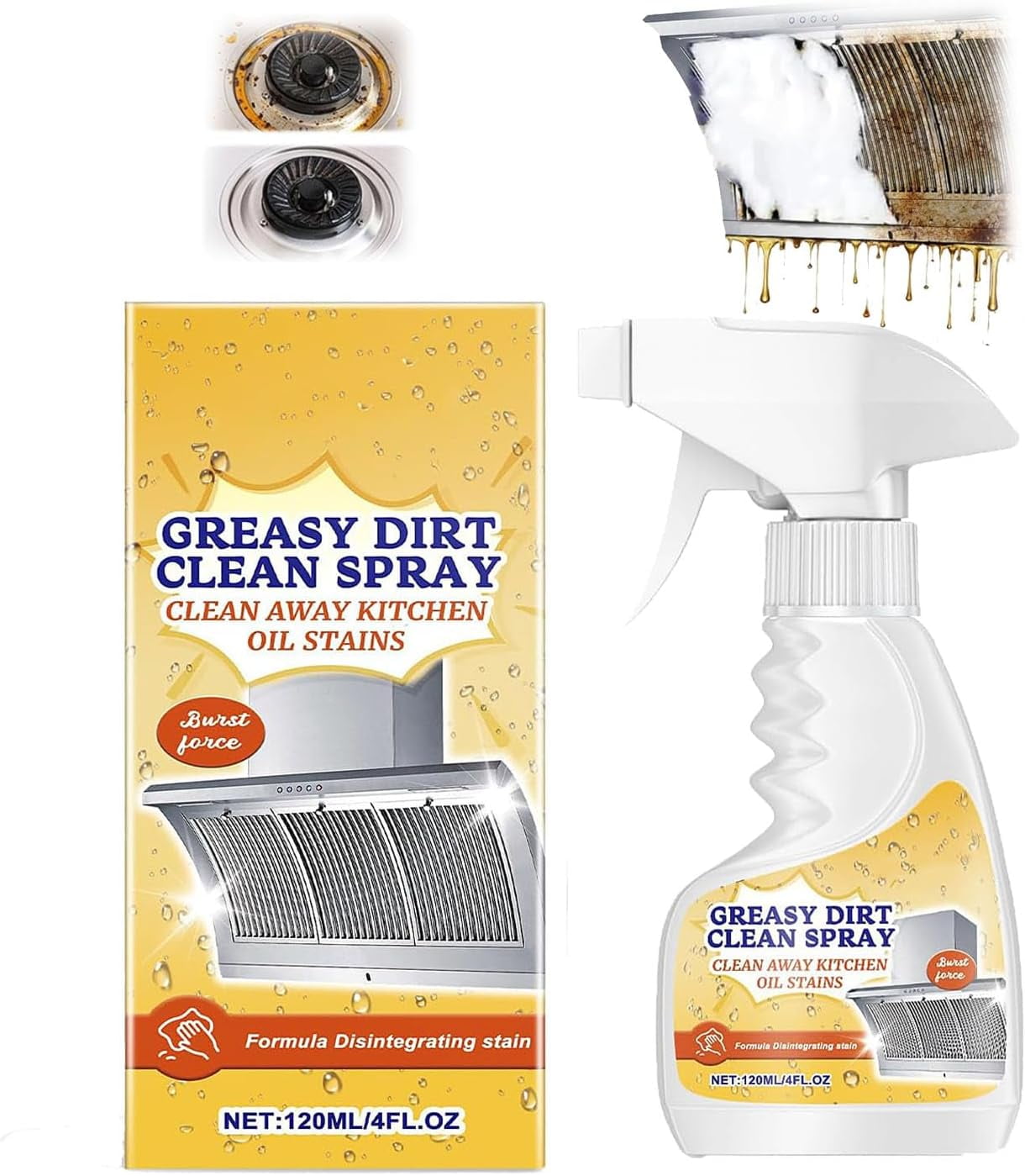 WWKQQ Rotateepic Foam Cleaner, Heavy-Duty Kitchen Oil Stain Spray No ...