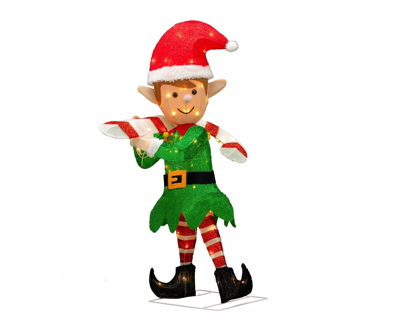 WWL, 38 Inch Tall, Light-Up Holiday Christmas Santa Tinsel Elf with ...