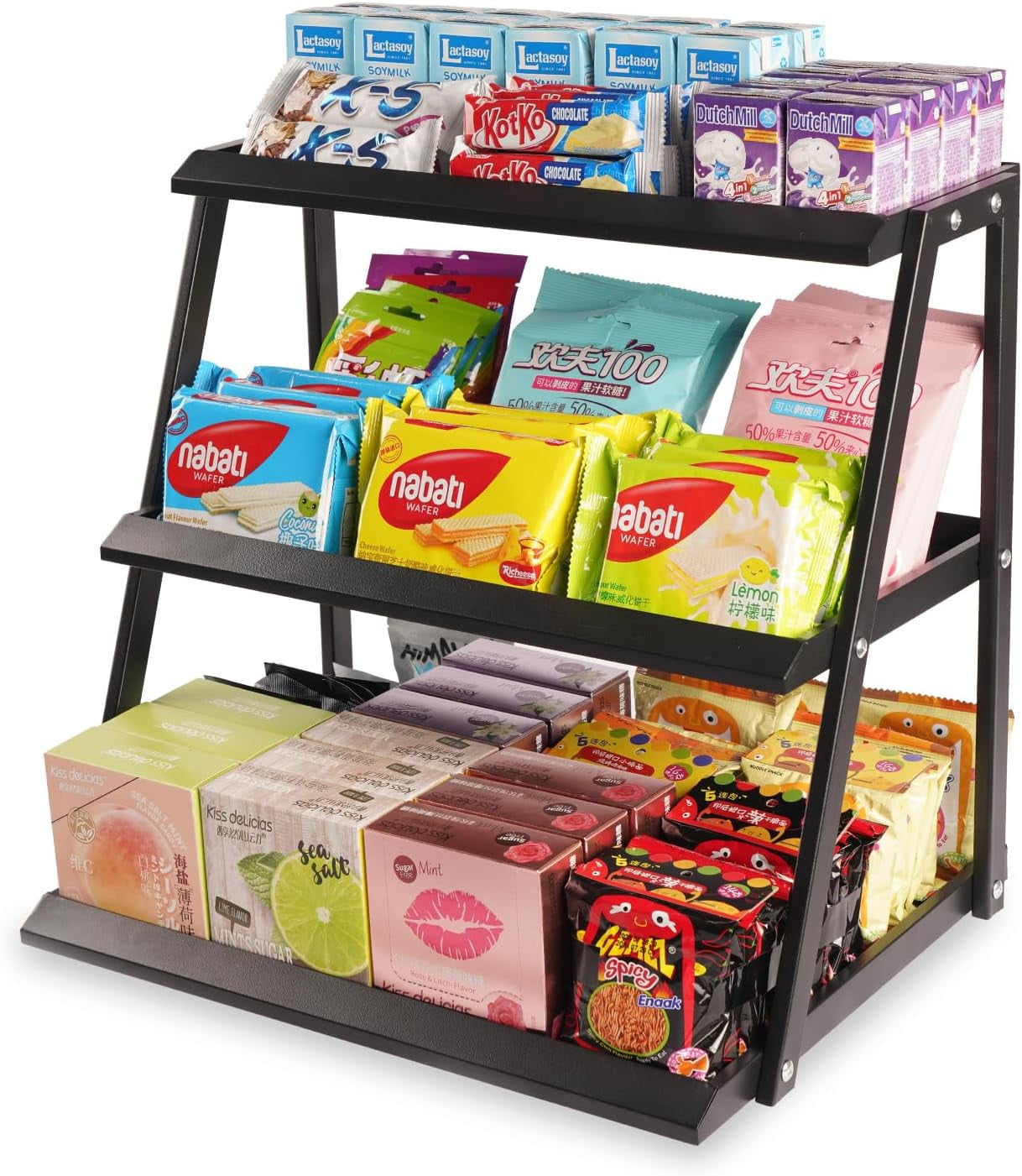 WWN 3-Tier Candy Display - Multi-Functional Counter Snack & Chip Holder ...