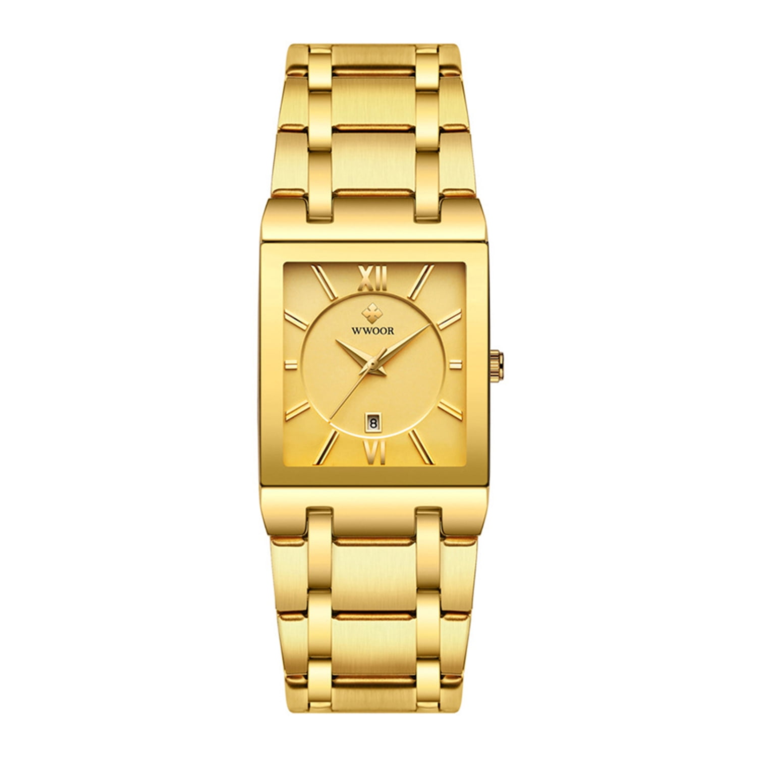 WWOOR Men Fashion Rectangular Dial Analog Quartz Watch Business ...