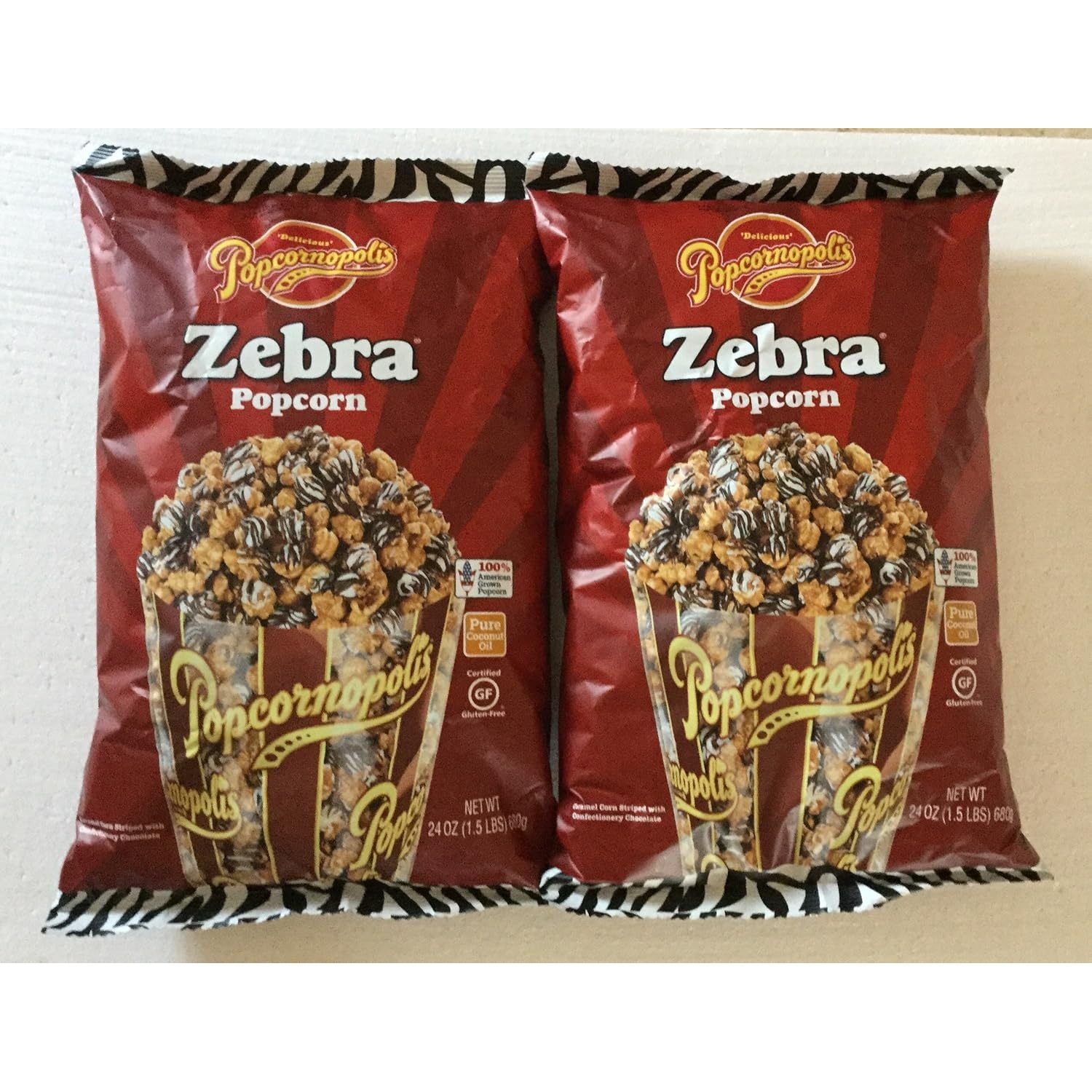 WWTF Zebra Popcorn - 24 Oz. Bag - Gluten Free with 0 Trans Fat (Pack of ...