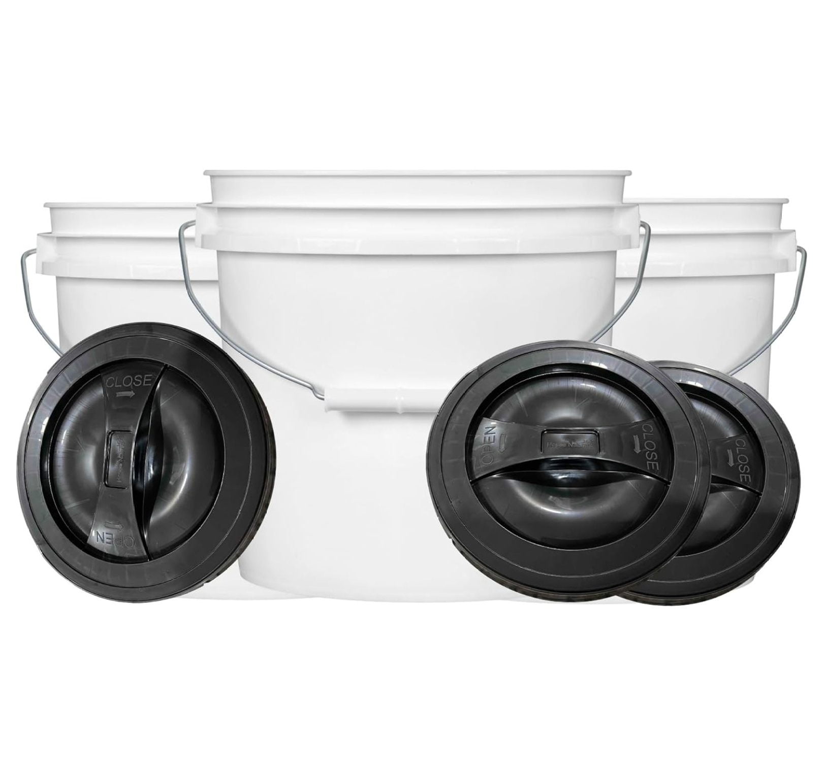 WWXBTM 2 Gallon White Bucket with Screw on Lid - Pack of 3 Made in USA ...