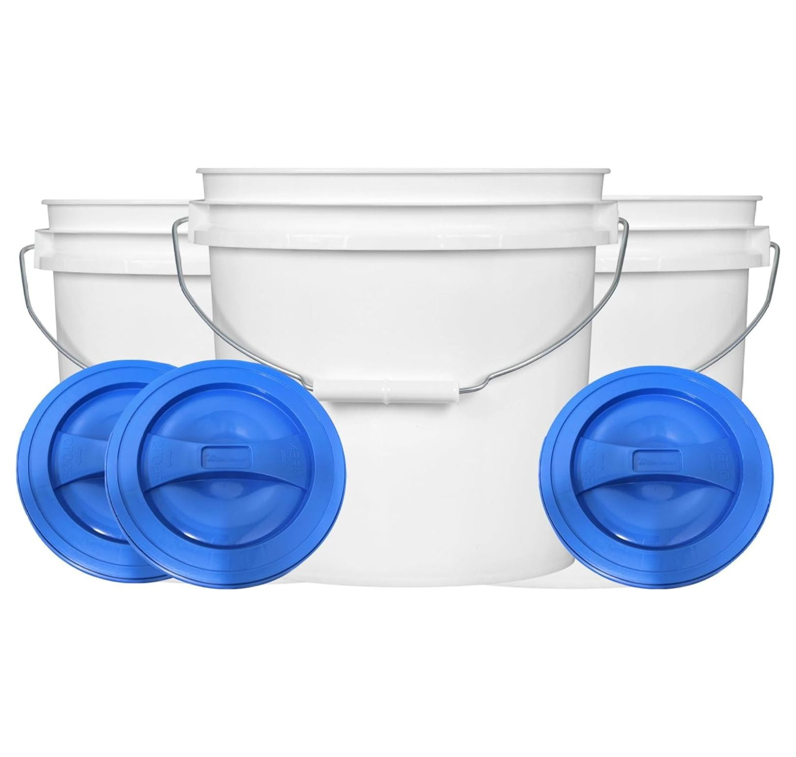 WWXBTM 2 Gallon White Bucket with Screw on Lid - Pack of 3 Made in USA ...