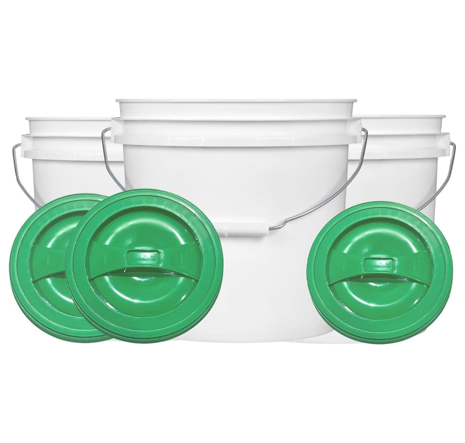 WWXBTM 2 Gallon White Bucket with Screw on Lid - Pack of 3 Made in USA ...