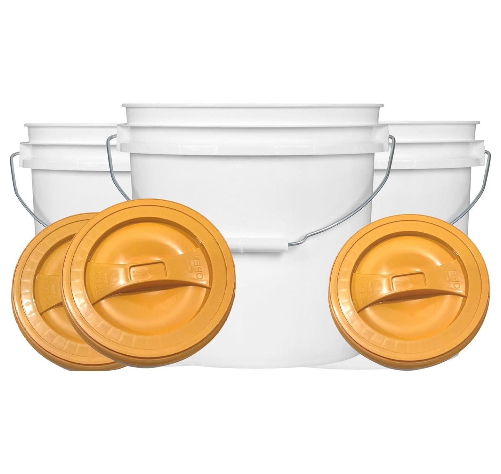 WWXBTM 2 Gallon White Bucket with Screw on Lid - Pack of 3 Made in USA ...