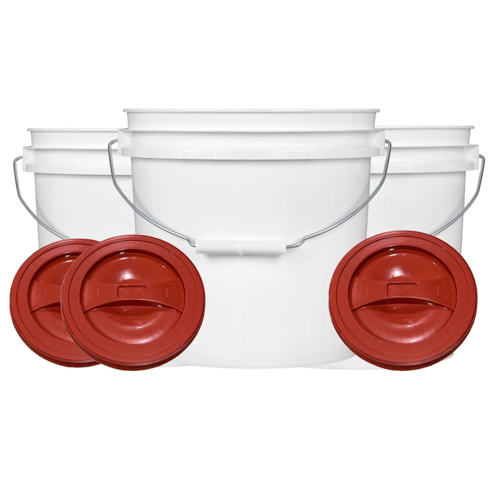 WWXBTM 2 Gallon White Bucket with Screw on Lid - Pack of 3 Made in USA ...