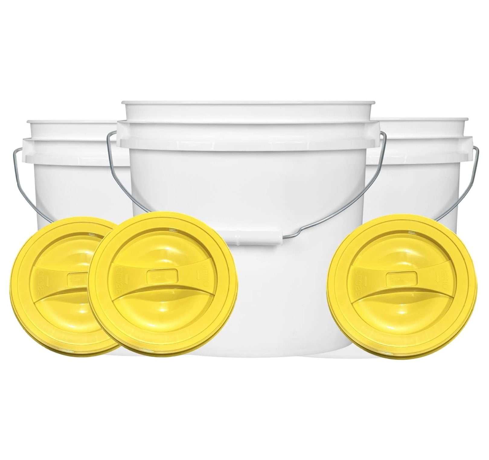WWXBTM 2 Gallon White Bucket with Screw on Lid - Pack of 3 Made in USA ...