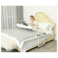 LAZY BUDDY Overbed Table with Wheels for Queen/Full Size Bed 70.8'' Rolling Bed Desk Standing ...