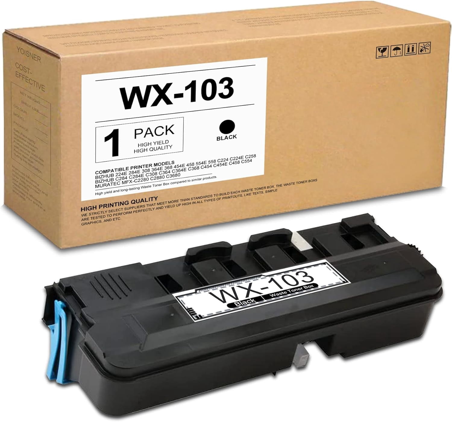 WX-103 Waste Toner Box (1-Pack, Black) Replacement for Konica Minolta ...