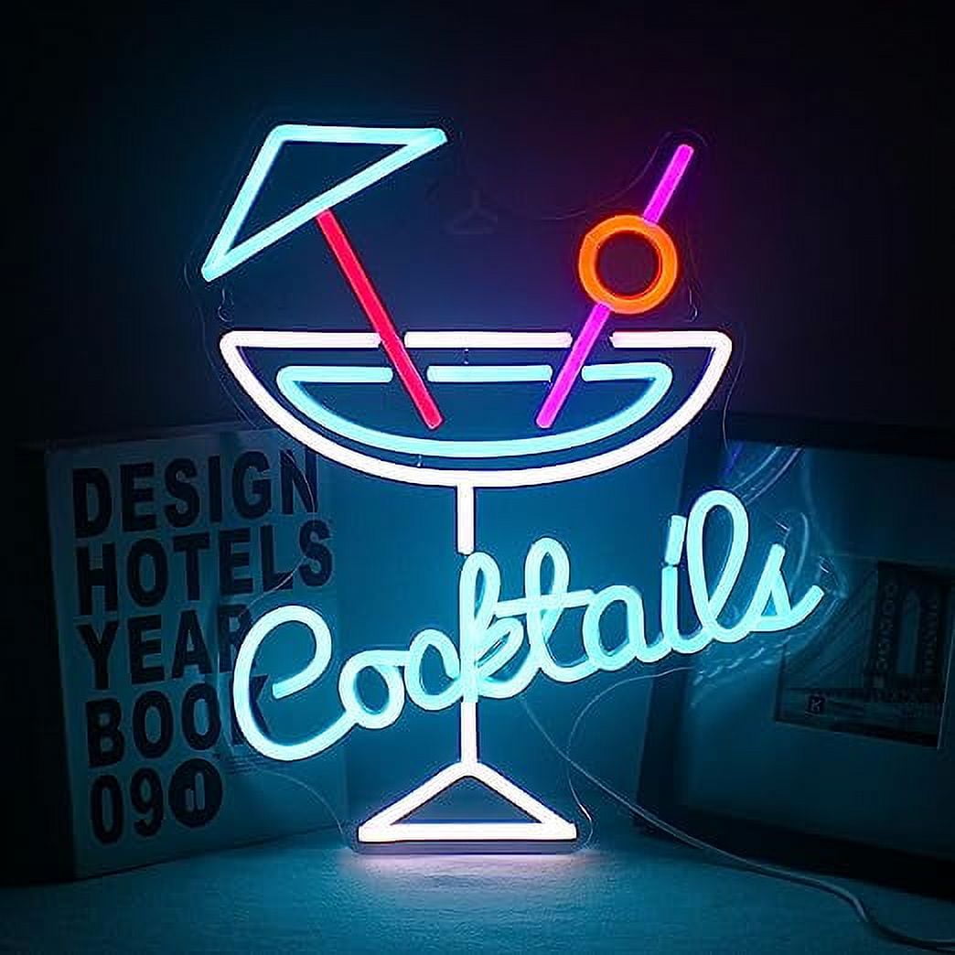 WX&YH Cocktails LED Neon Light Signs USB Power for Restaurant Club Men ...