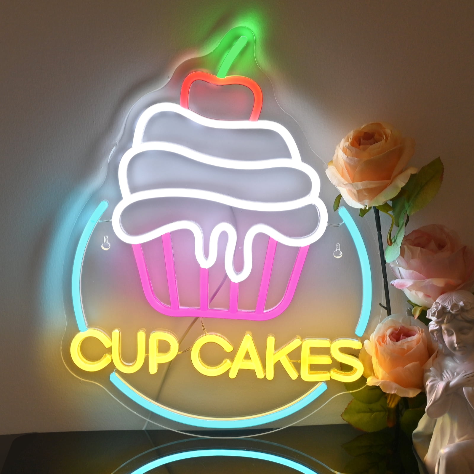 WX&YH Cupcake Neon Sign LED Neon Light Commercial Cupcake, USB Powered ...