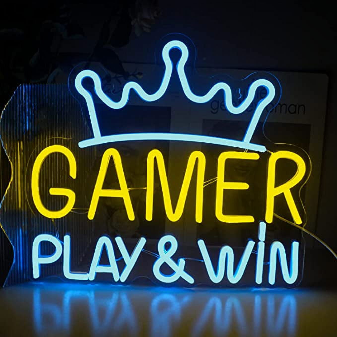 WX&YH Gamer Crown LED Neon Light Signs USB Power for Bedroom Home Men's ...