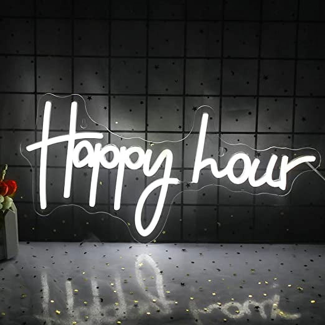 WX&YH Happy Hour LED Neon Light Signs USB Power for Bedroom Home Men's ...