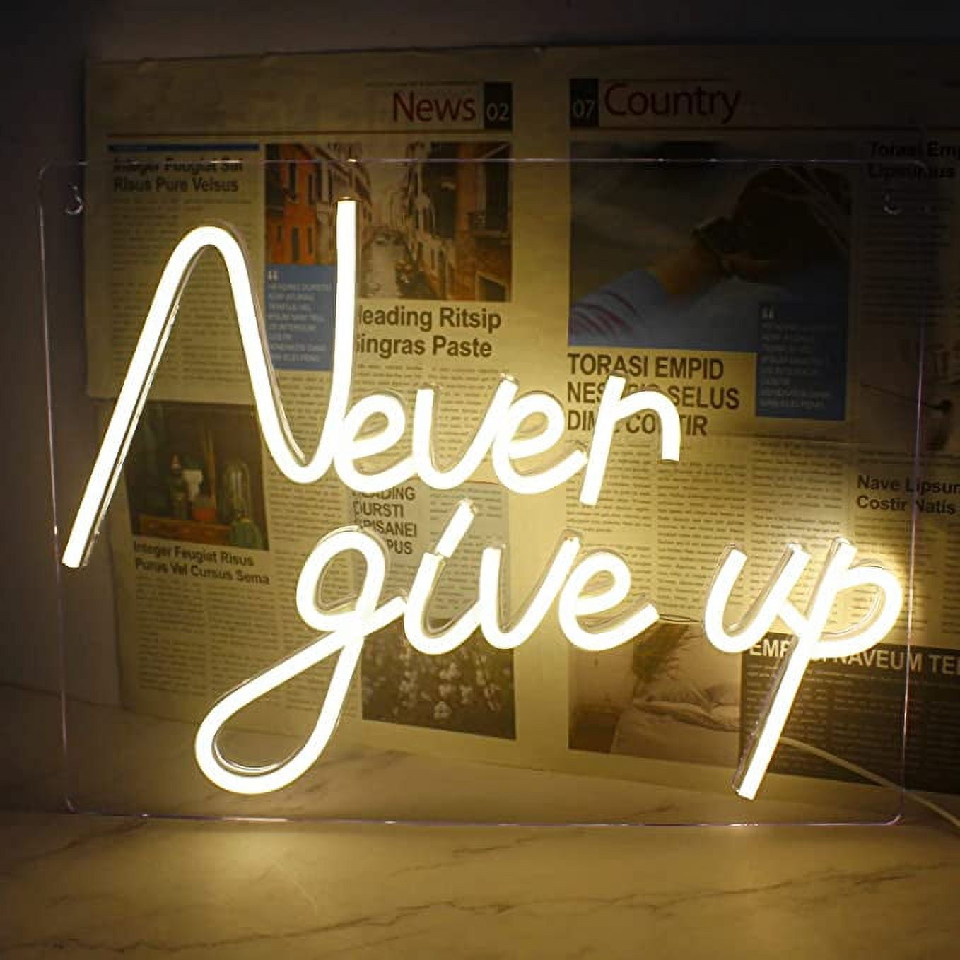 WX&YH Never Give Up LED Neon Light Signs USB Power for Bedroom Home Men ...