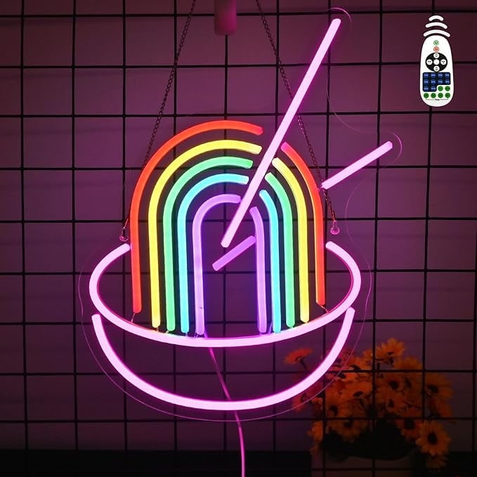 WX&YH Rainbow Ramen LED Neon Sign USB Power for Wall Decor Neon Ramen ...