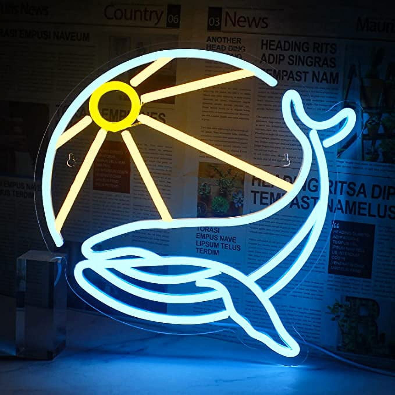 WX&YH Whale LED Neon Light Signs USB Power for Bedroom Home Men's Cave ...