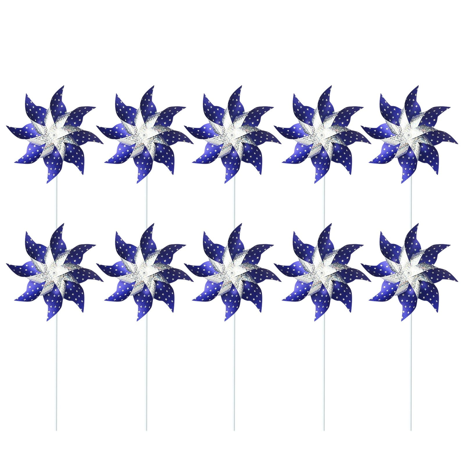 WXC12 10 Pack Pinwheels Patriotic Decorations, American Flag On Stick ...