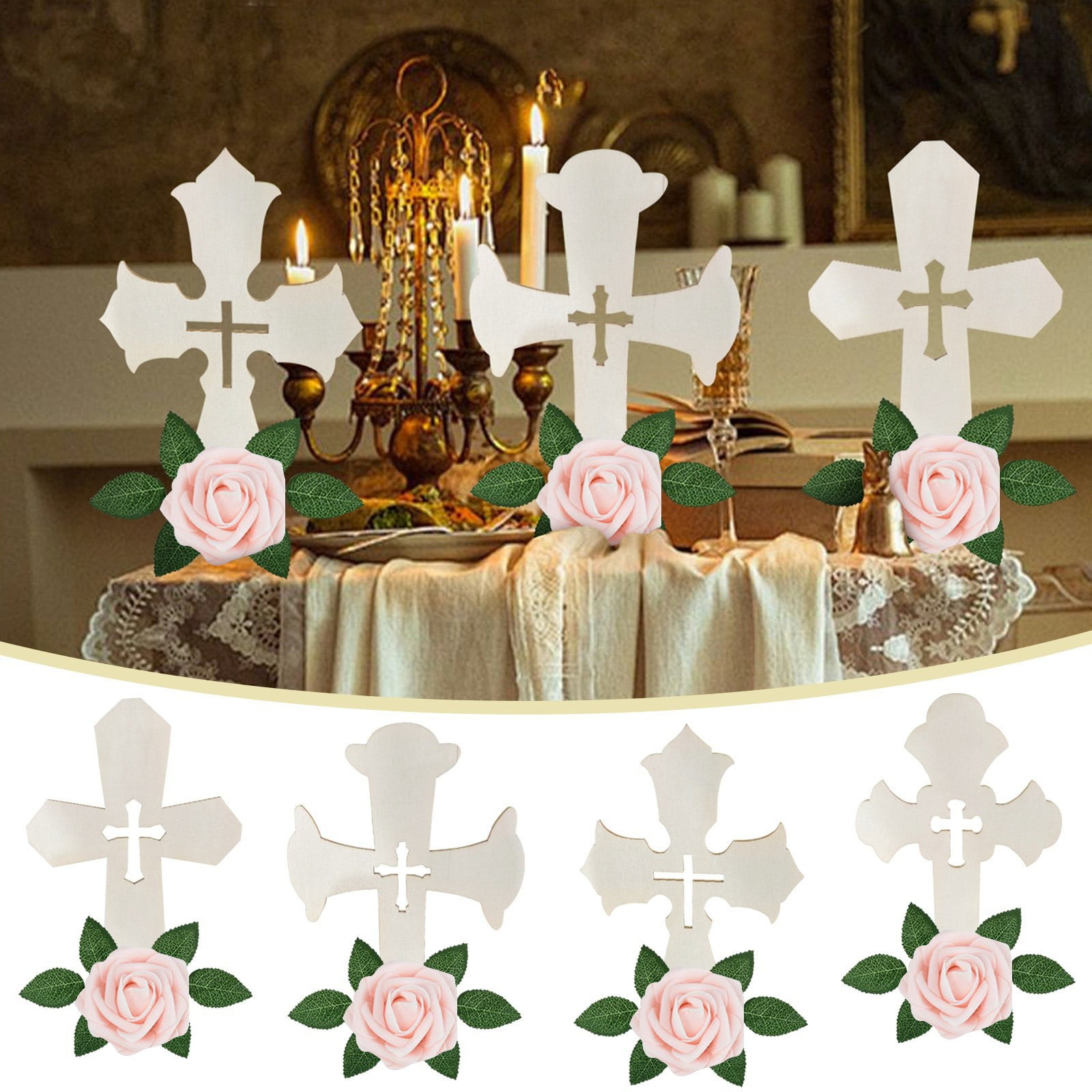 WXC12 32 Pcs Wooden Cross Baptism Centerpiece Decoration First ...
