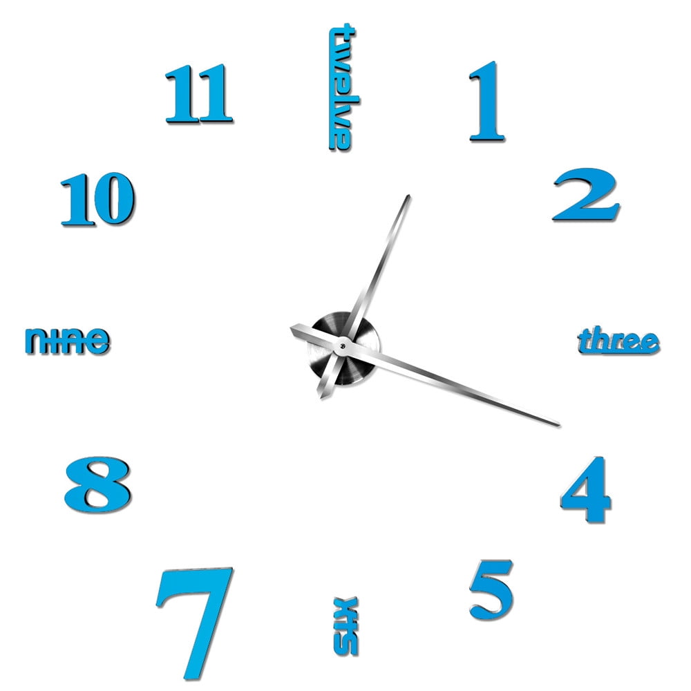 WXC12 Acrylic Modern DIY Wall Clock 3D Mirror Surface Sticker Home ...