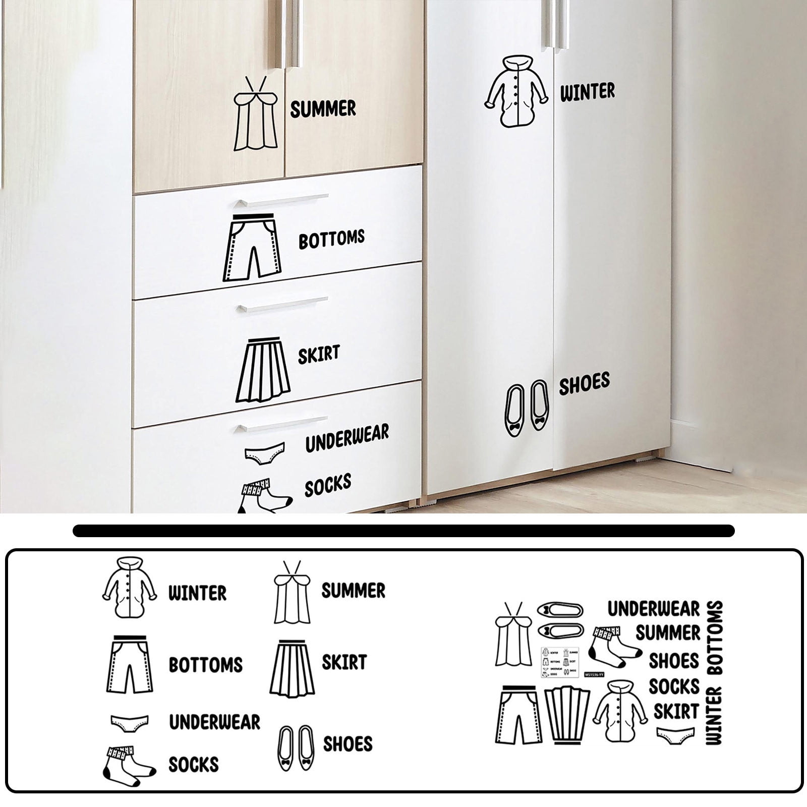 WXC12 Clothes Storage Cabinet Slogan Stickers Wall Stickers Self ...