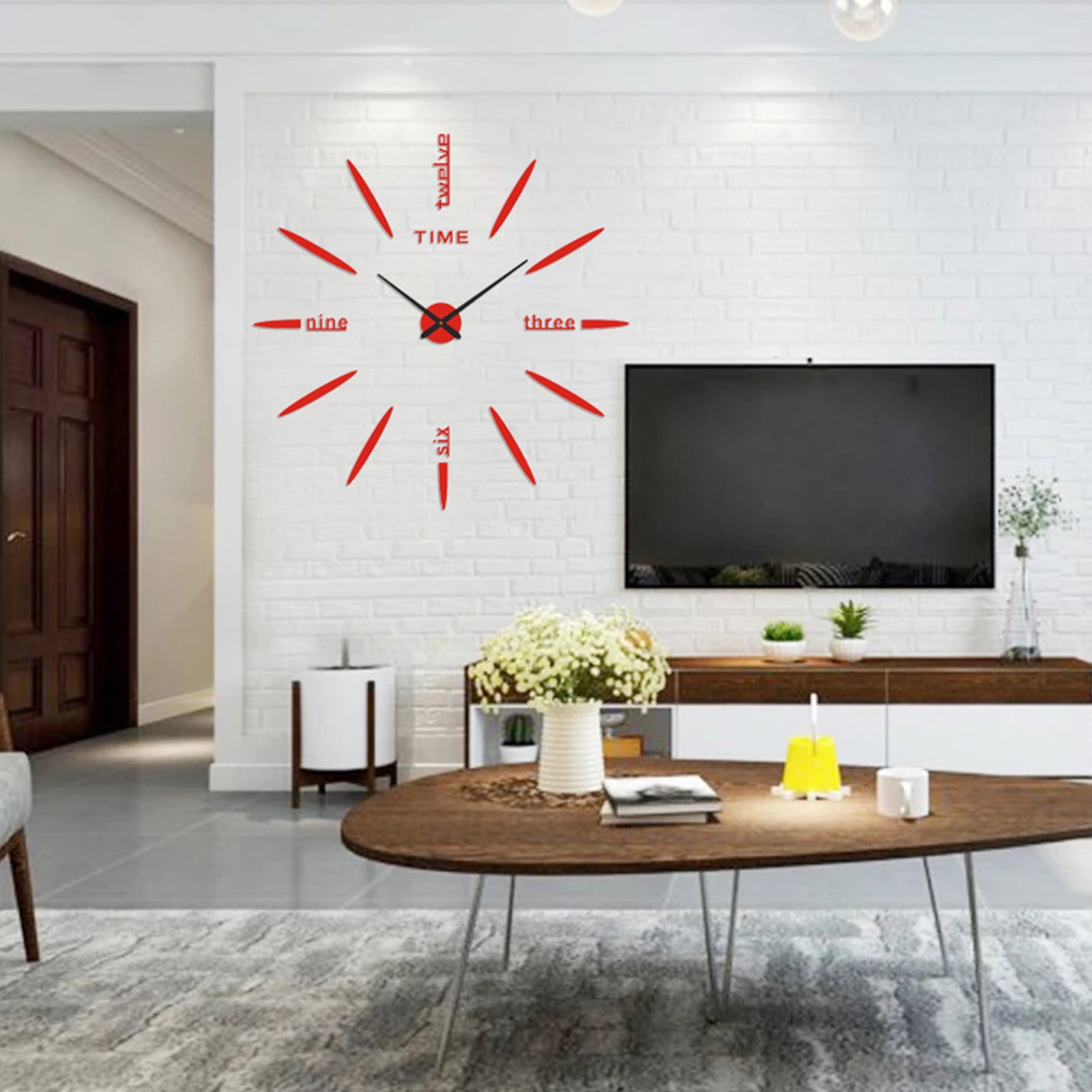 WXC12 Frameless DIY Wall Clock Acrylic Mirror Wall Clock Decor Sticker ...