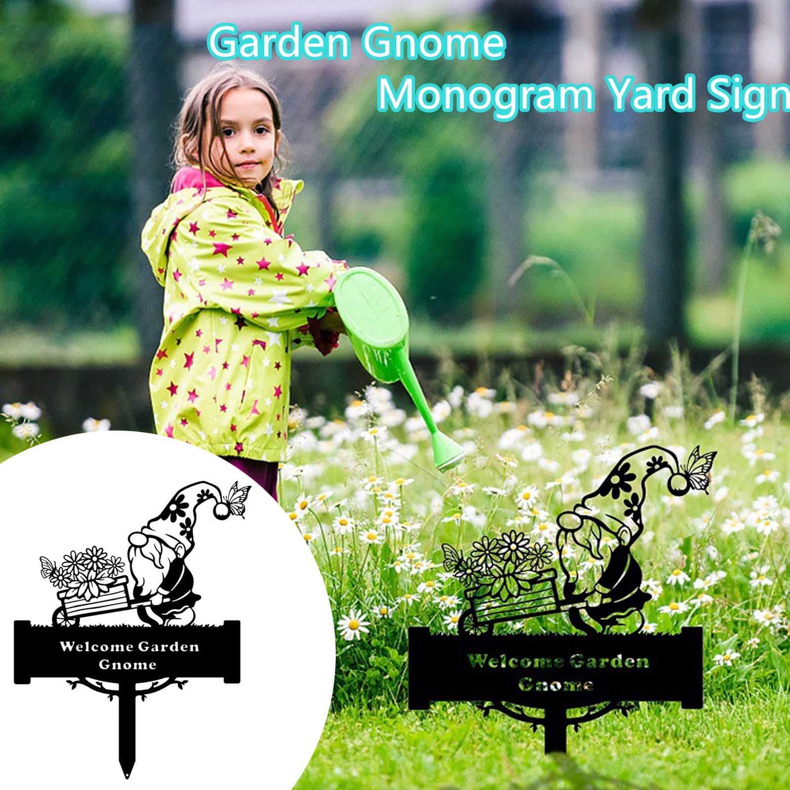 WXC12 Garden Gnome Monogram Yard Sign Outdoor Garden Yard Sign With ...