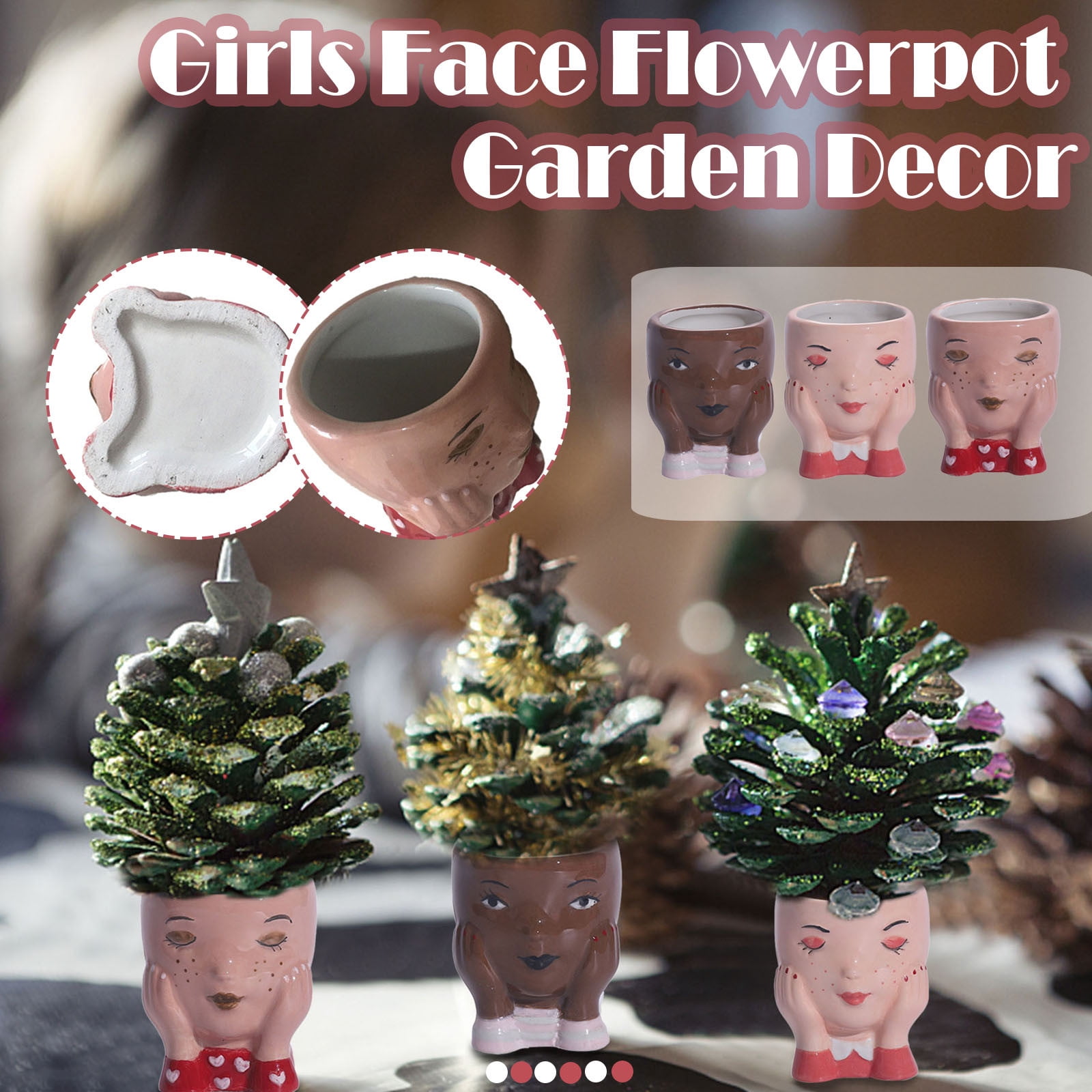 WXC12 Girls Face Head Flower Planter Succulent Plant Pot Flowerpot ...