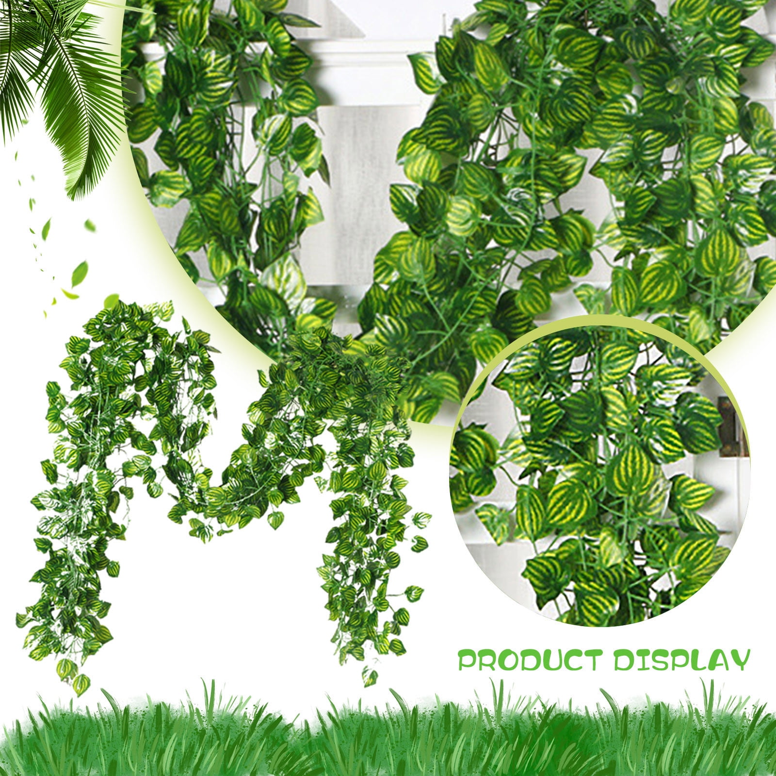 WXC12 Green Wall Decor - 12 Pack 2M Artificial Vines Fake Ivy Vines ...