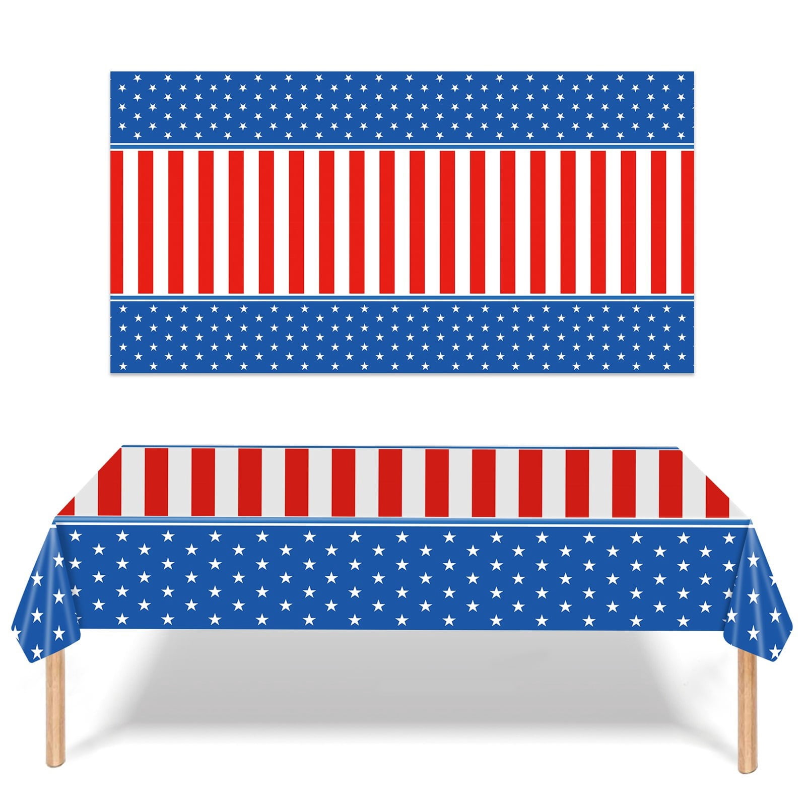 WXC12 Independence Day Tablecloth 54x108 Inch, Patriotic Tricolor ...