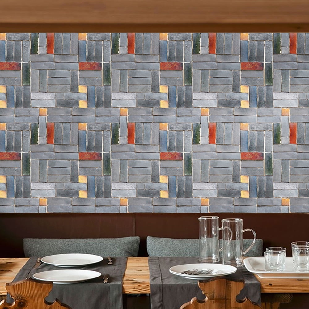 WXC12 Natural Brick Self-adhesive Wallpaper DIY Wall Sticker Panels ...