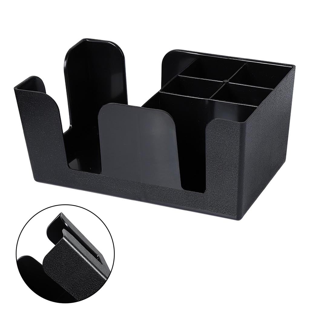 WXC12 Plastic Black Bar Storage Bar Condiment Caddy Napkin Holder Straw ...