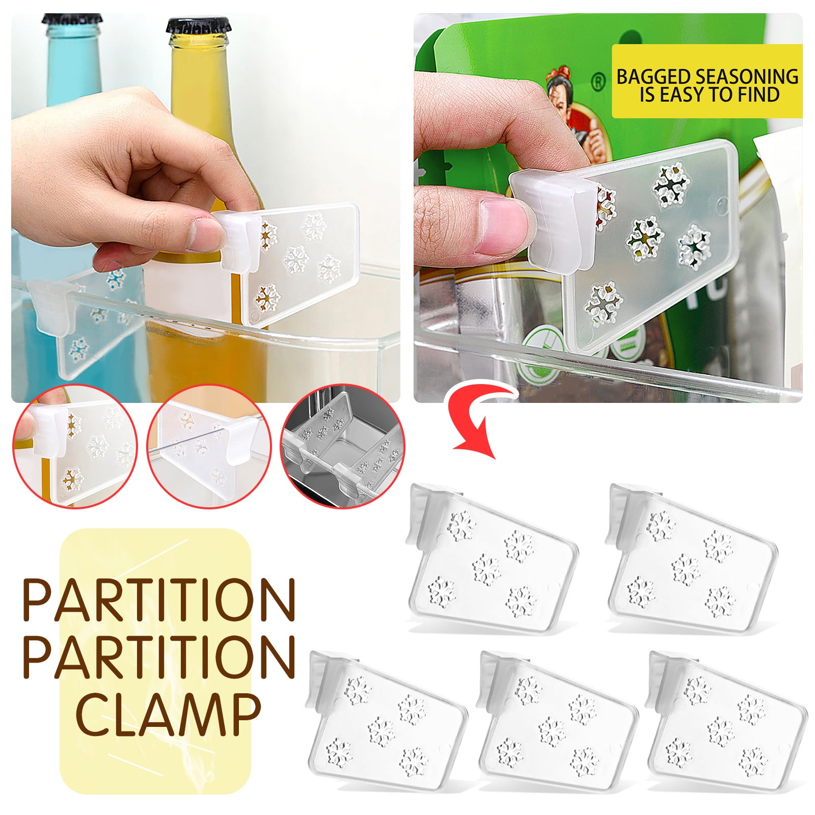 WXC12 Plastic Refrigerator Dividers Organizer, 5 Pcs Adjustable Snap-on ...