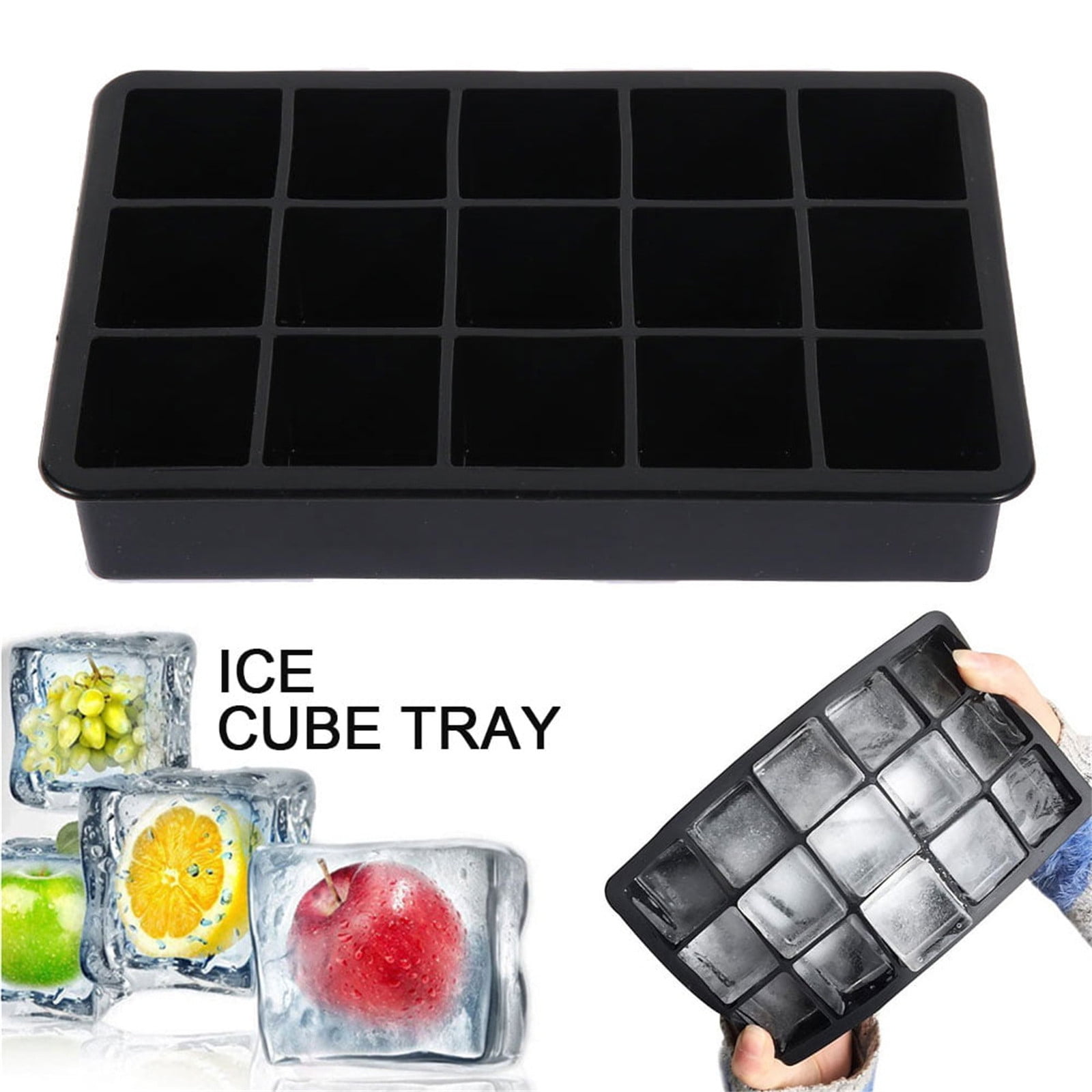 WXC12 Silicone Ice Tray 15 Even Household Square Ice =Mold Easy Release ...