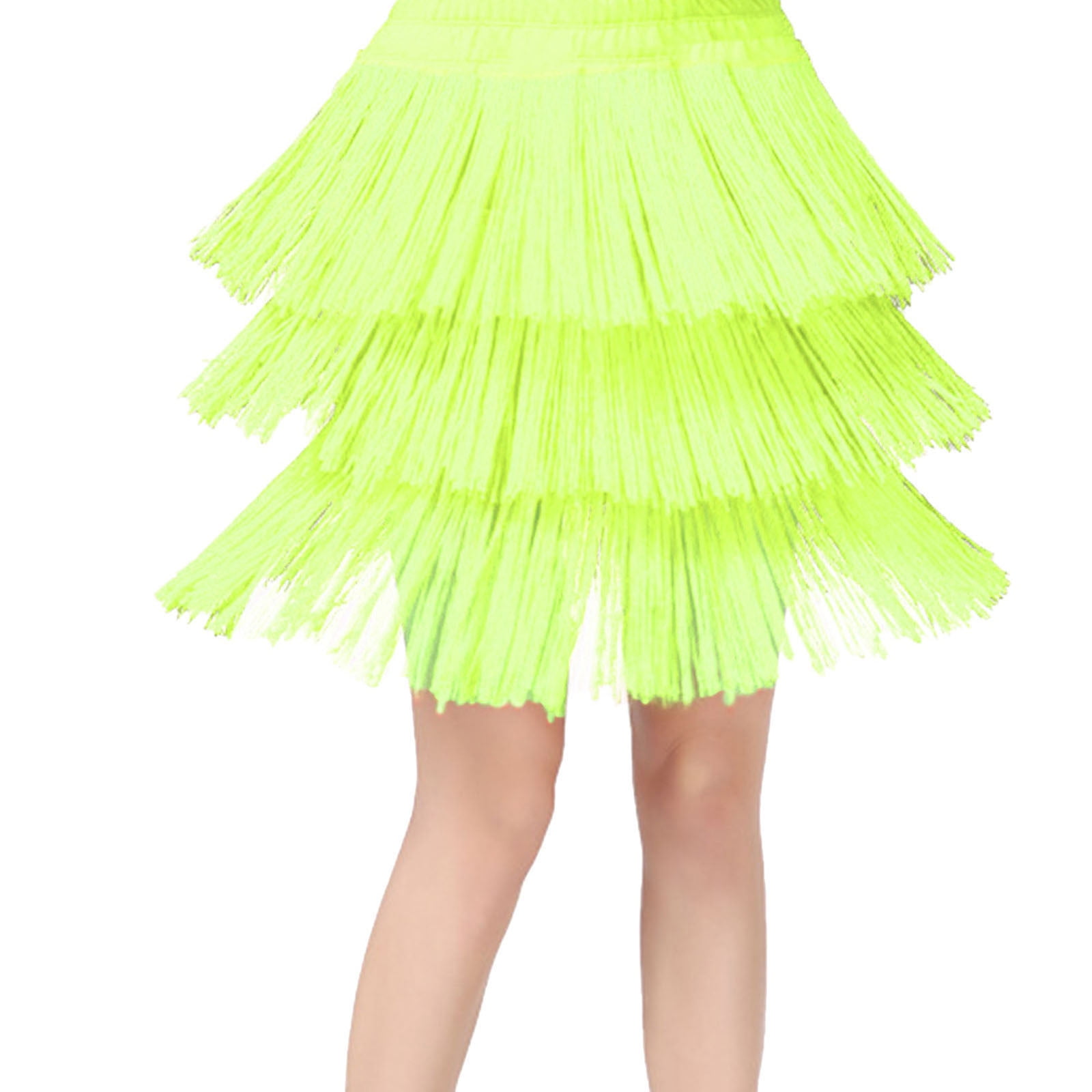 WXDDY Girls Kids Fringe Latin Dance Hip Skirt Mini Layered Tassel Swing ...