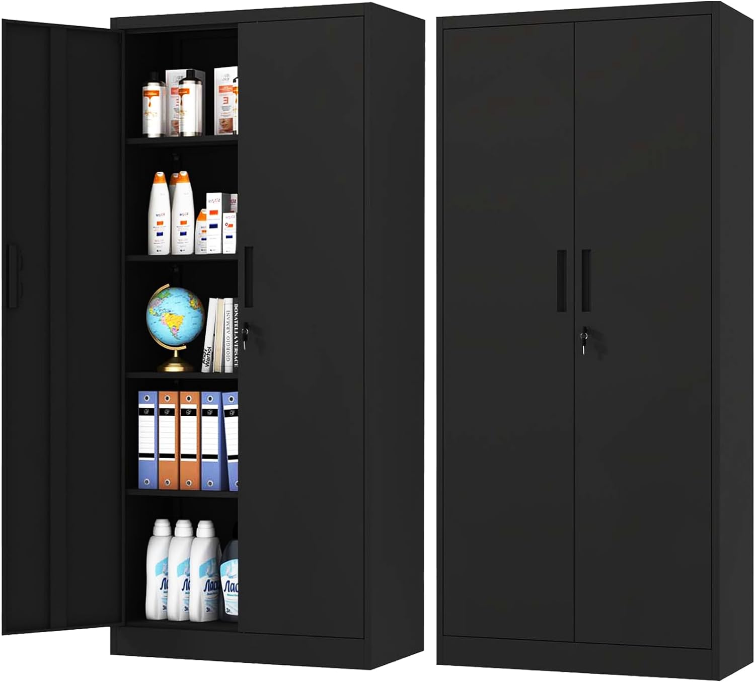WXDRCV Metal Locking Cabinet with 2 Doors and 4 Adjustable Shelves 71 ...