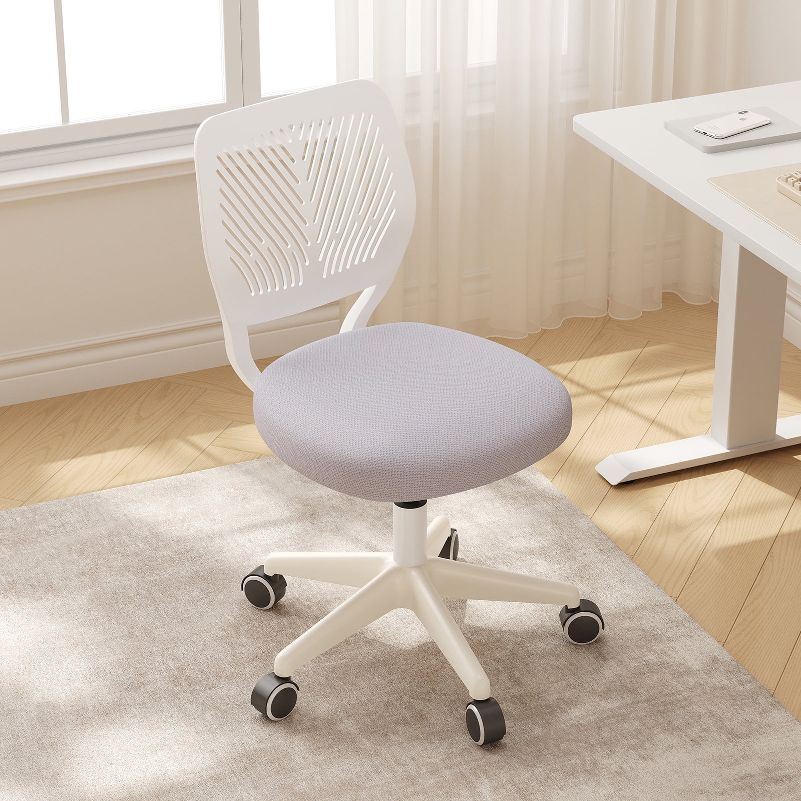 WXJHL Armless Desk Chair, Height Adjustable Swivel Office Rolling Task ...