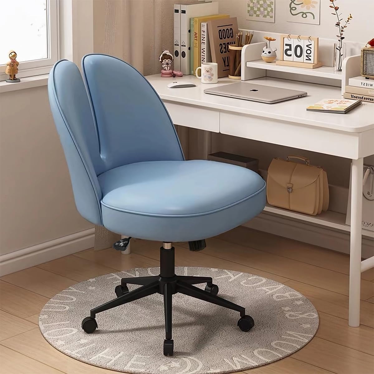 WXJHL Cute Office Chair Armless Desk Chair with Wheels Comfy Vanity ...