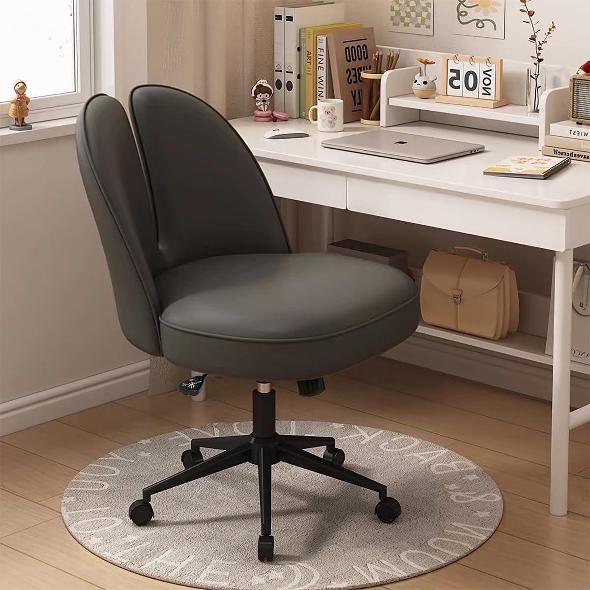 WXJHL Cute Office Chair Armless Desk Chair with Wheels Comfy Vanity ...