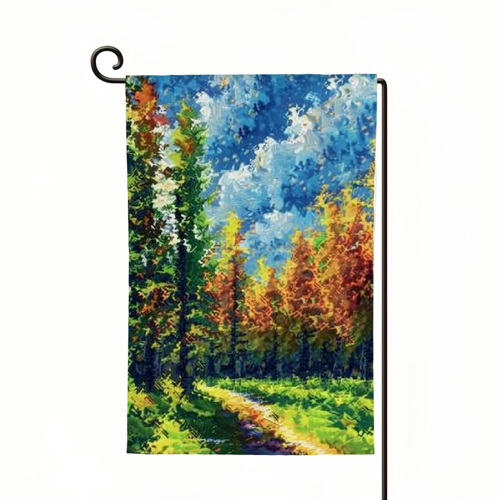 WXKJ Abstract Forest Painting Garden Flag Blissful Birches Decorative Tree Fall Garden Flag ...