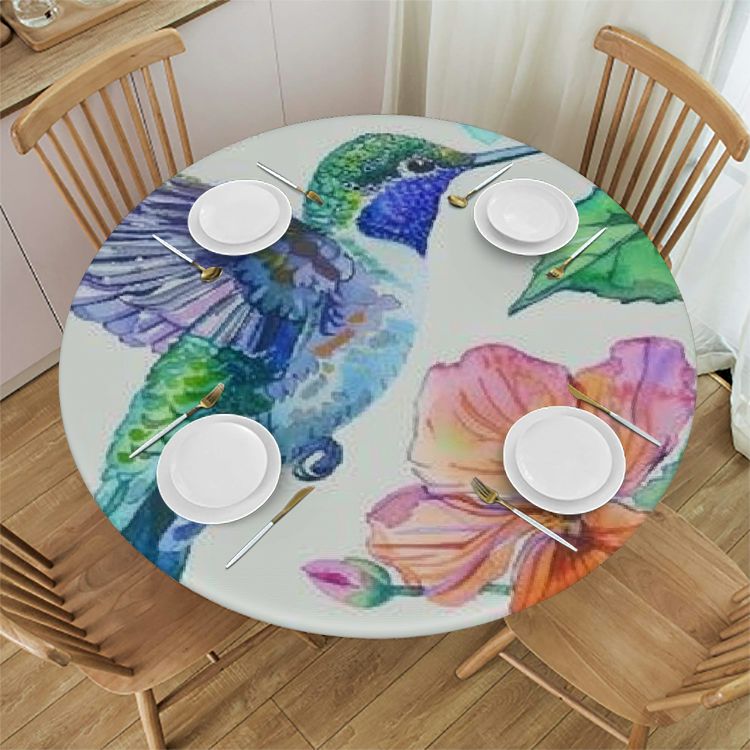 WXKJ Bird Floral Table Cloth Hummingbird Dragonfly Butterfly Hydrangea ...